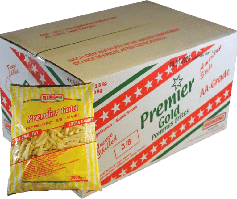 Premier Gold Coated Fries 3/8 - Olivia Fine Food